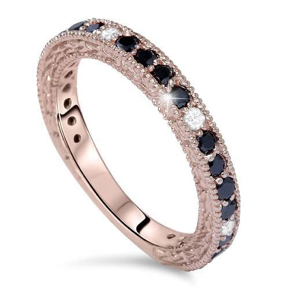 Pompeii3 14k Pink Rose Gold 7/8Ct Black & White Diamond Wedding Ring (G ...