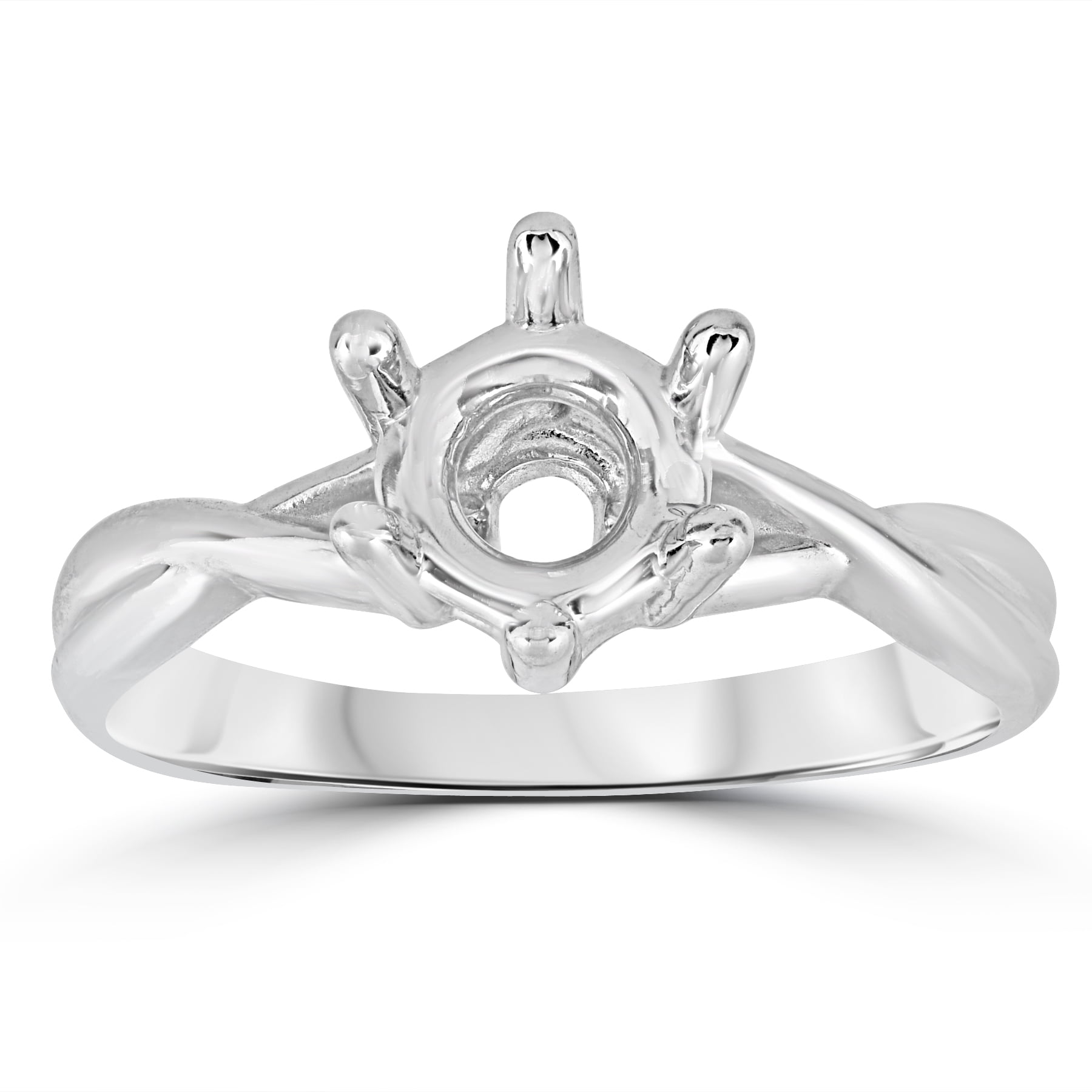 Pompeii 14k White Gold Solitaire Round Twist Engagement Ring Setting ...