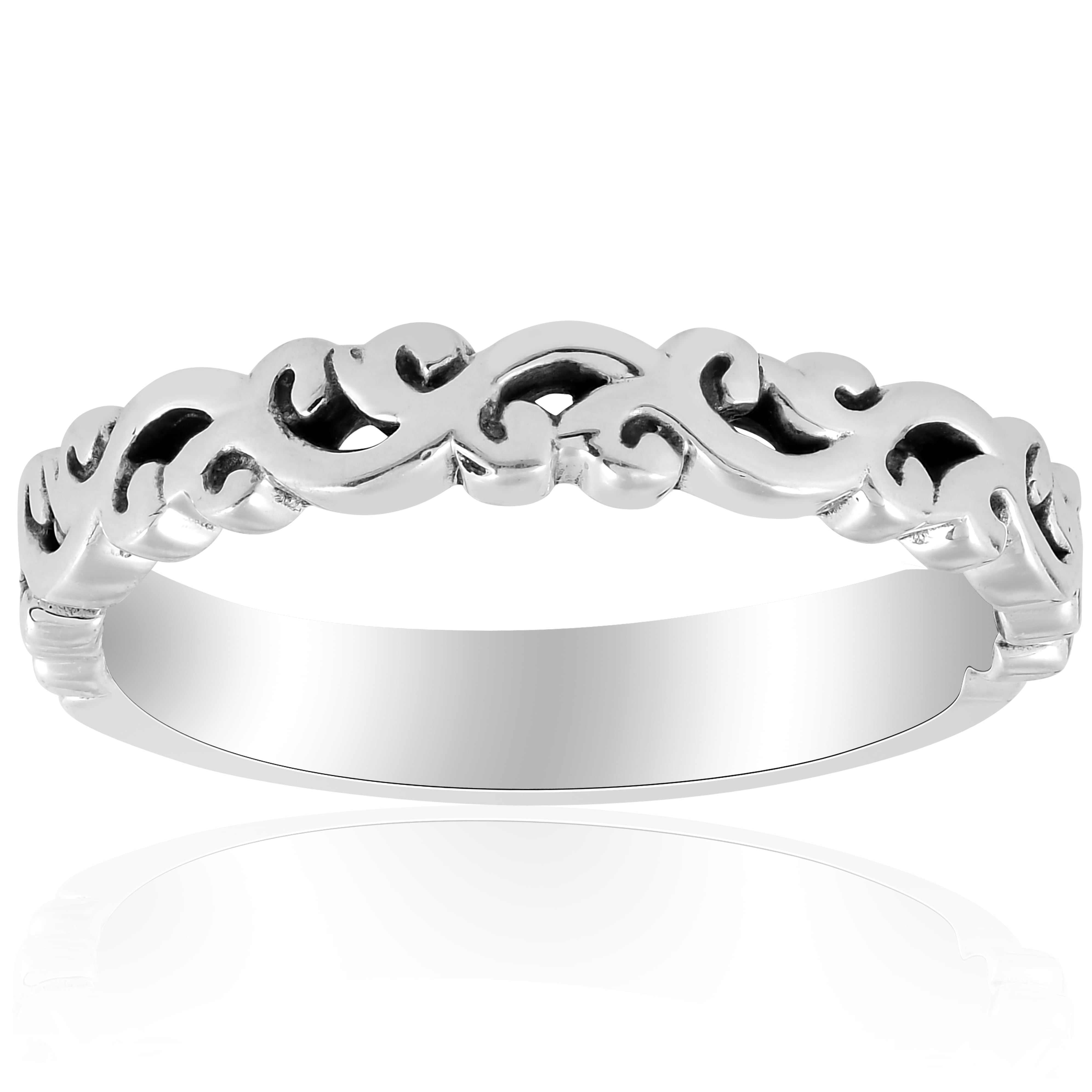 Pompeii 14k White gold Hand Carved Womens Wedding Band Filigree Vintage ...