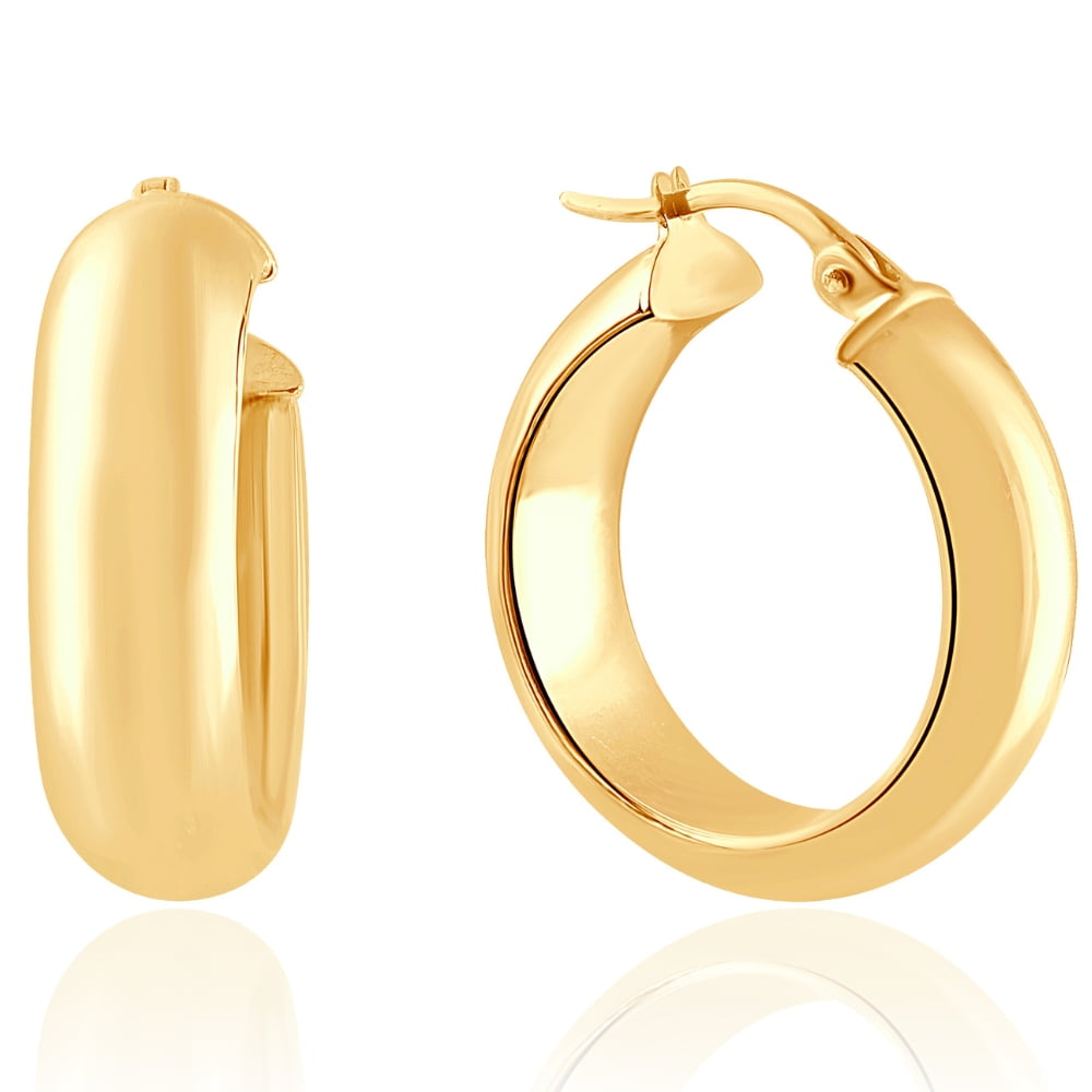 Pompeii 14k Yellow Gold 5.5mm Small Designer Hoops Women's Earrings 3/4 ...