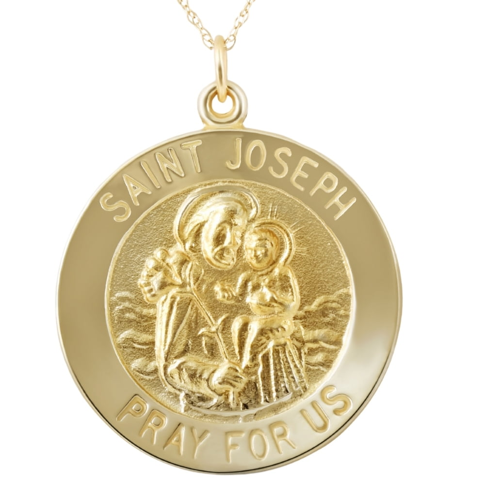 Pompeii 14k Yellow Gold St. Joseph Medal Pendant 1" Tall 5 Grams ...