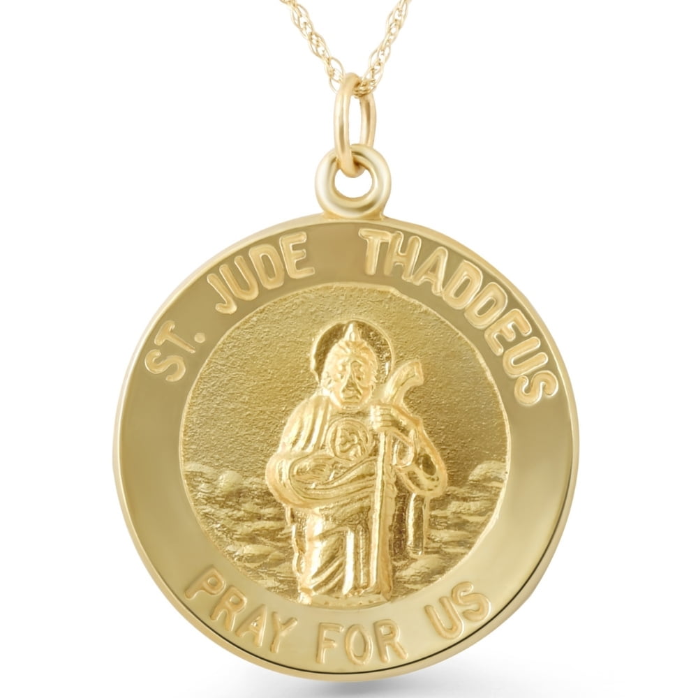 Pompeii 14k Yellow Gold St. Jude Thaddeus Medal Pendant 1" Tall 3 Grams ...