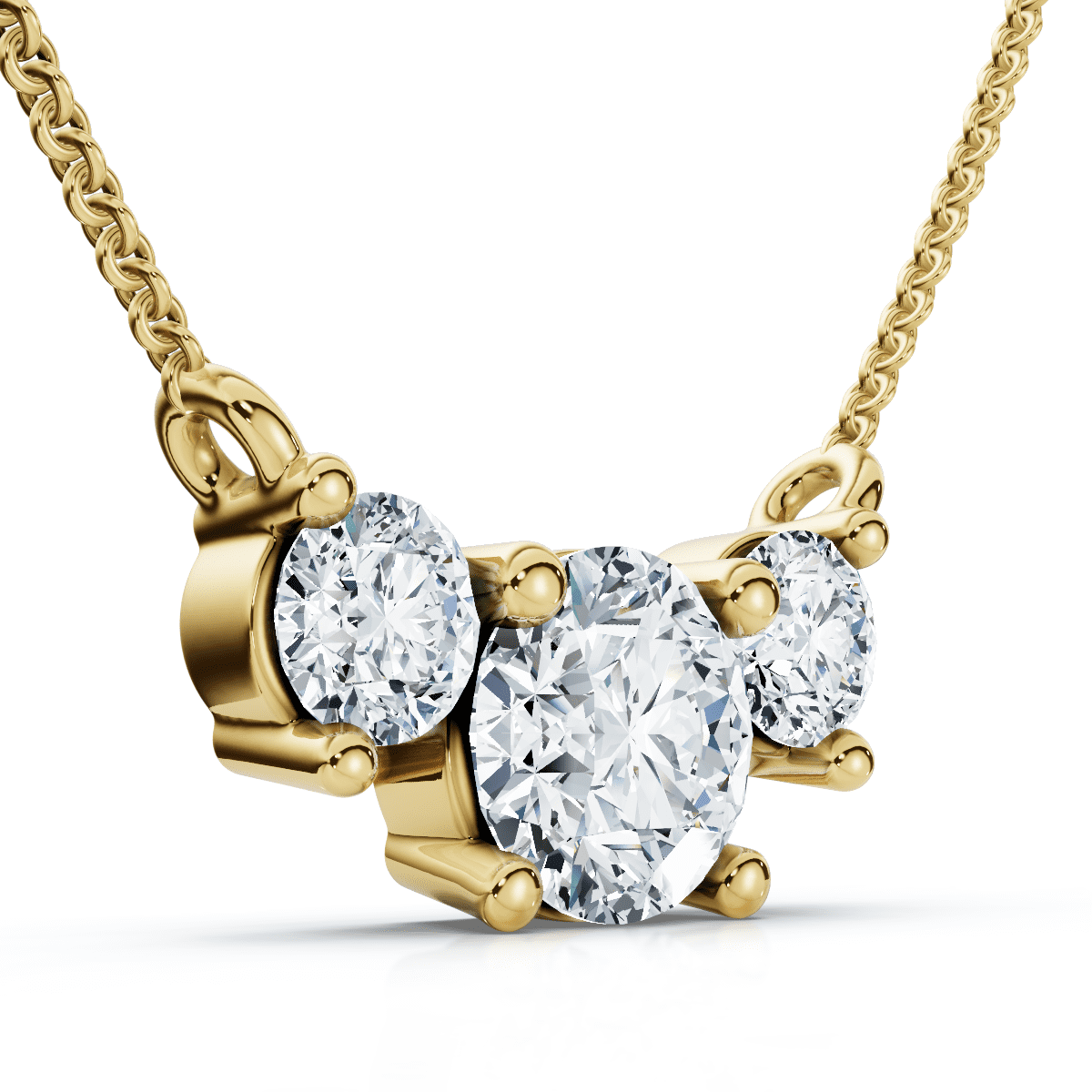 Pompeii 1Ct Diamond 3-Stone Pendant Necklace 14k Gold Lab Grown (E/F ...