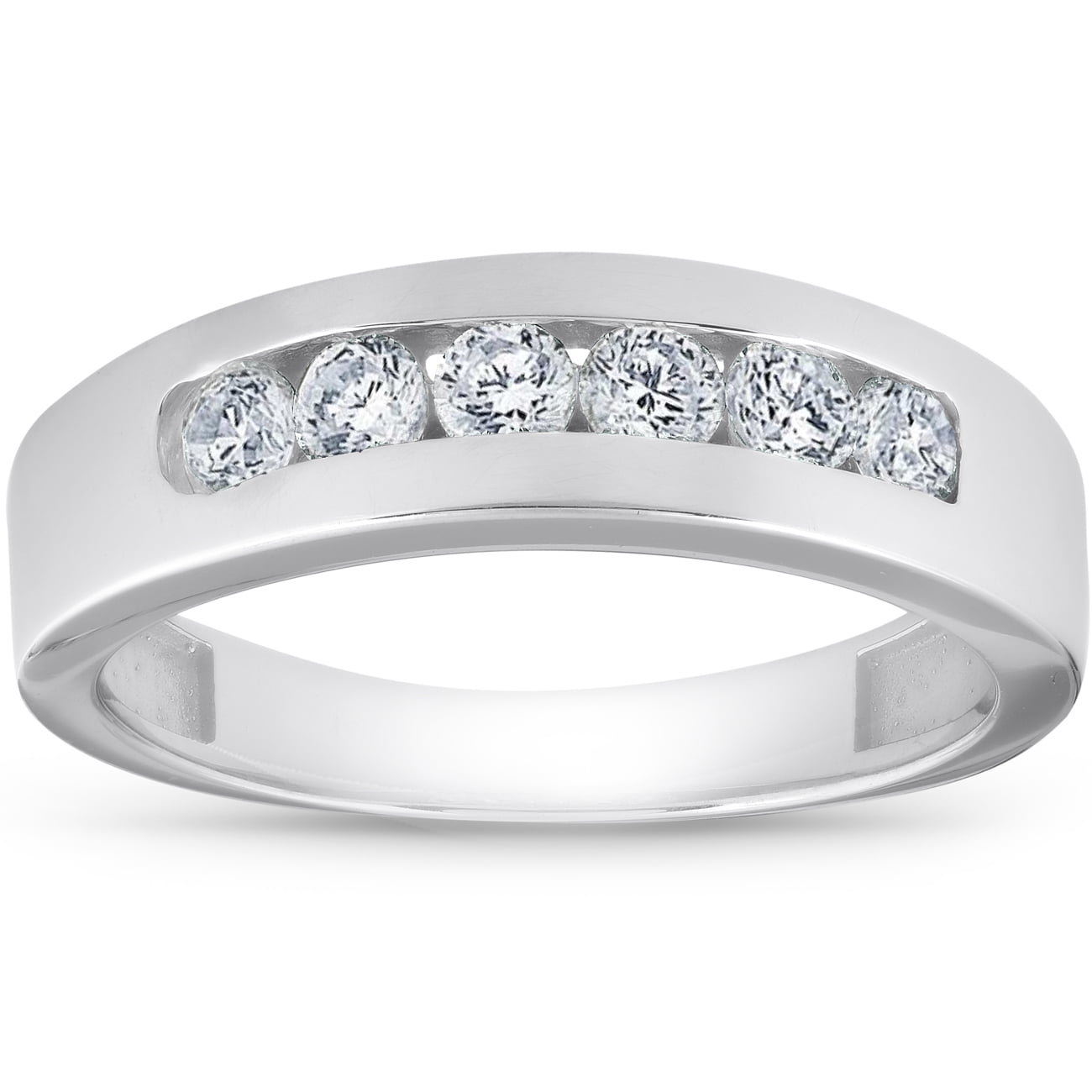 Pompeii 1Ct Diamond Channel Set Polished Wedding Band Mens Ring 14k ...