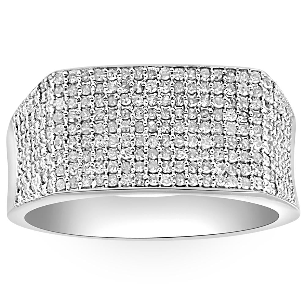 Pompeii 1Ct Diamond Men's White Gold Pave Wedding Ring Anniversary Band ...