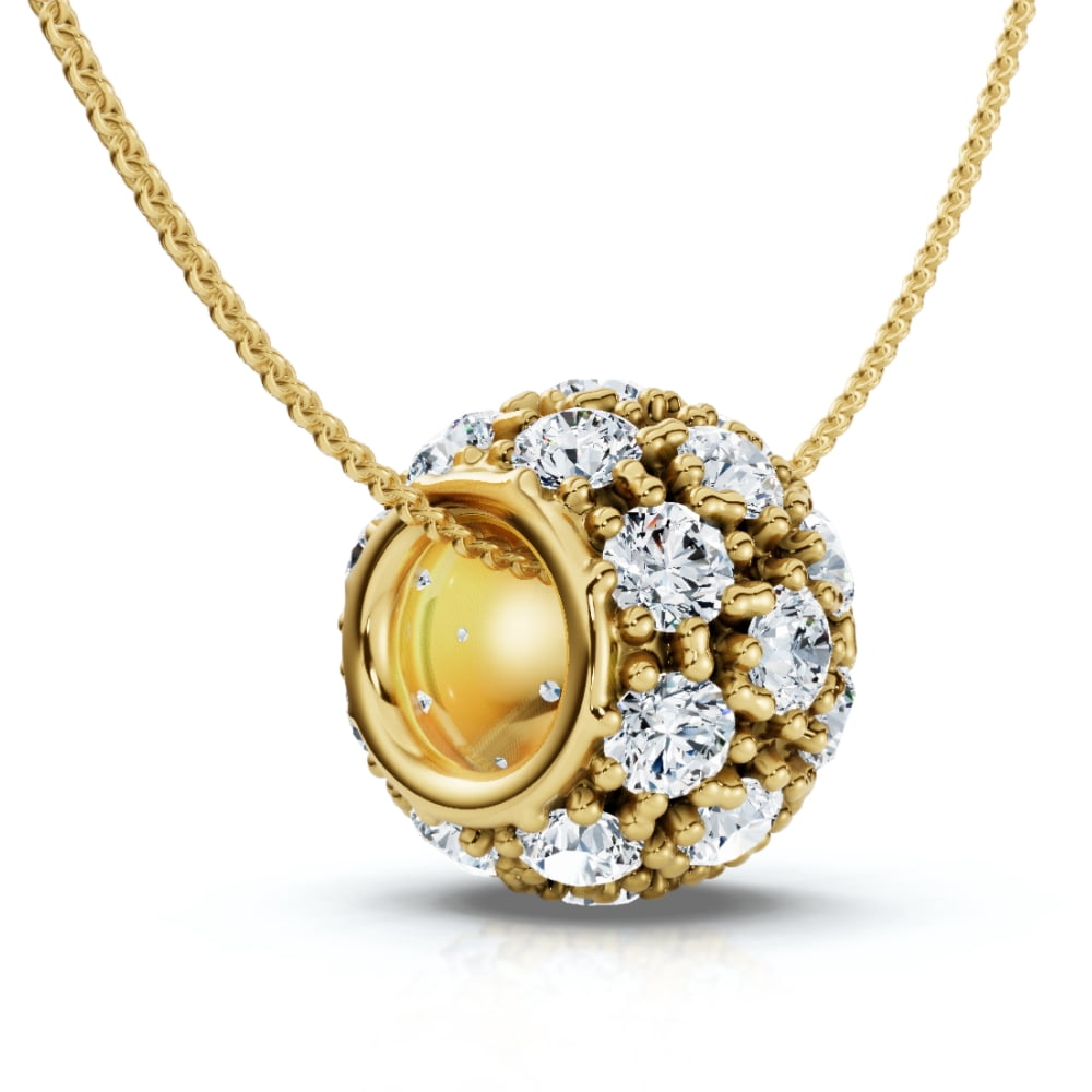 Pompeii 1Ct Pave Puff Slide Diamond Pendant Women's Necklace 18" Lab ...