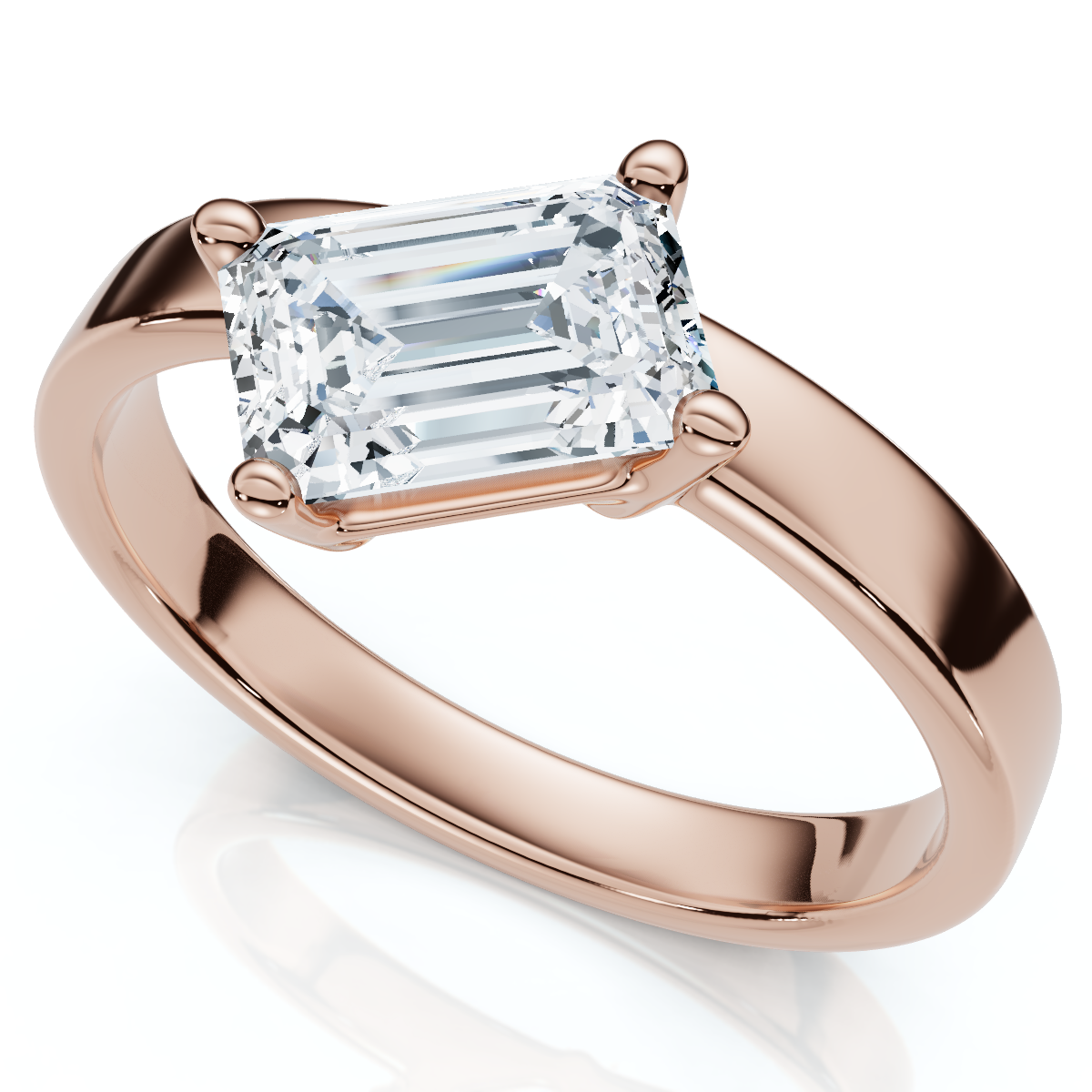 Pompeii 1Ct Tilted Emerald Diamond Ring 14k Gold or Platinum Lab Grown ...