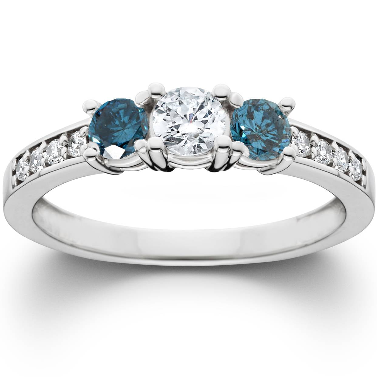 Pompeii 1ct Blue Diamond 3 Stone Engagement Ring 14K White Gold (G/H,I1) - Walmart.com