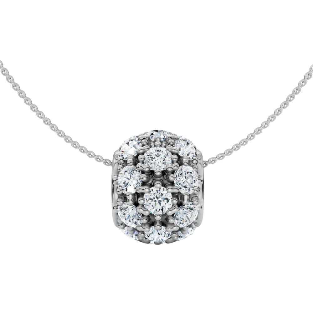 Pompeii 1ct Diamond Pave Puff Slide Pendant 10K White Gold Necklace (G ...