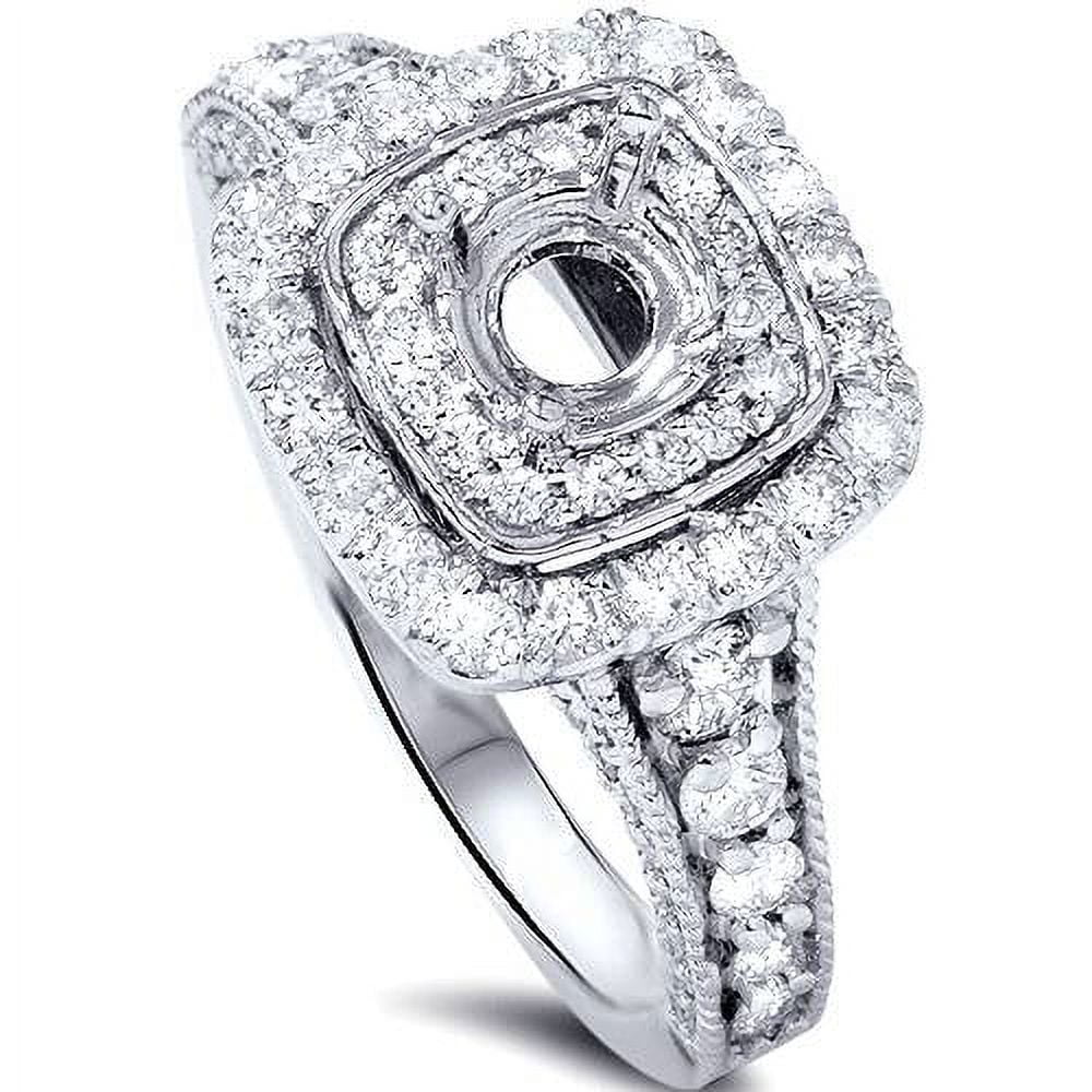 Pompeii 1ct Double Cushion Halo Diamond Engagement Setting 14K White ...