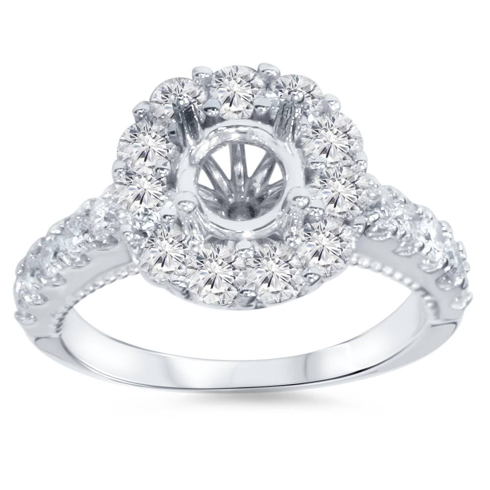 Pompeii 1ct Halo Diamond Engagement Ring Setting 14K White Gold (G/H,I1) - Walmart.com
