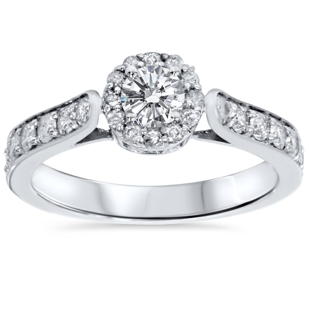 Pompeii 1ct Halo Vintage Diamond Engagement Ring 14K White Gold (E,SI(1)-SI(2)) - Walmart.com
