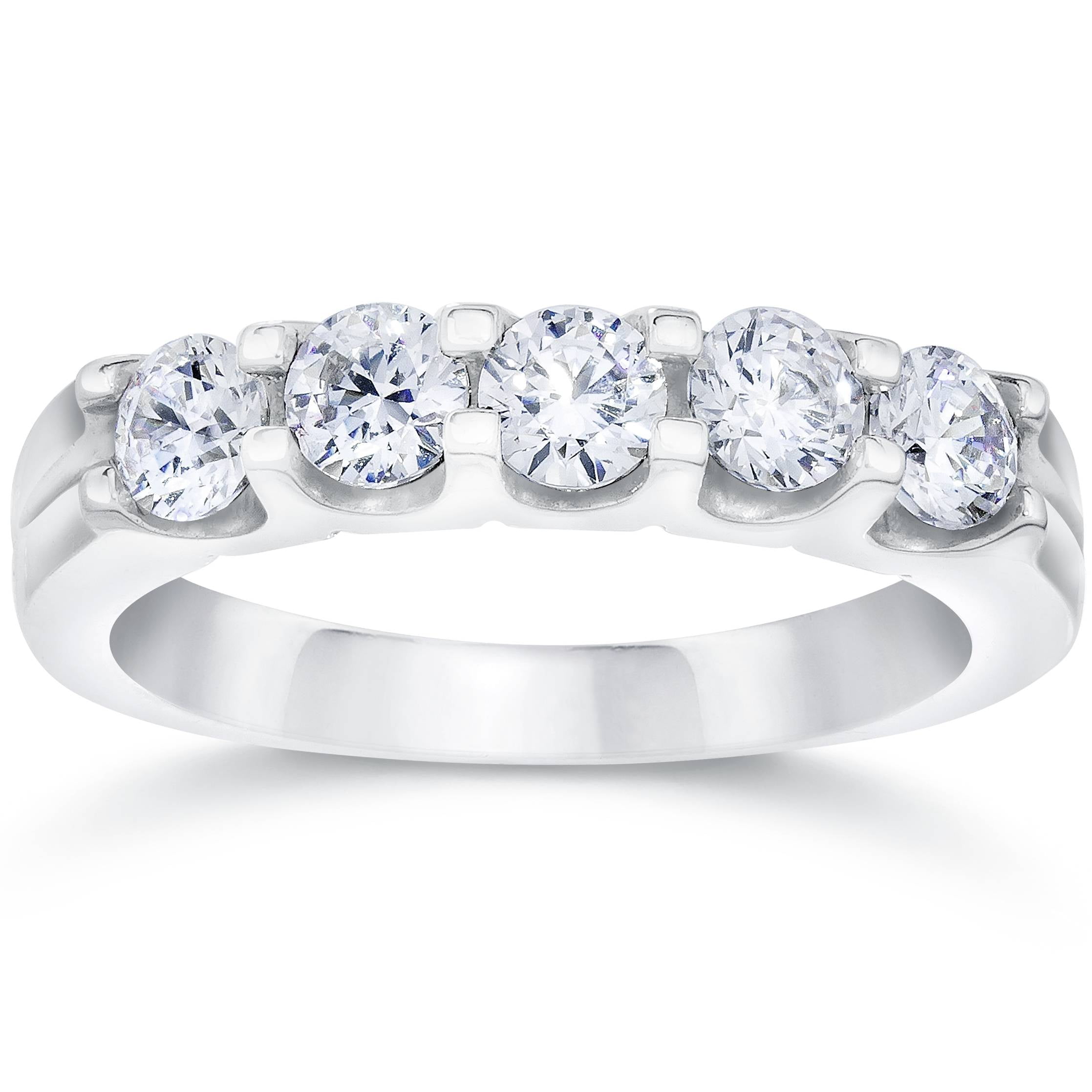 Pompeii 1ct Lab Grown Diamond 5-Stone Wedding Women's 10k White Gold ...