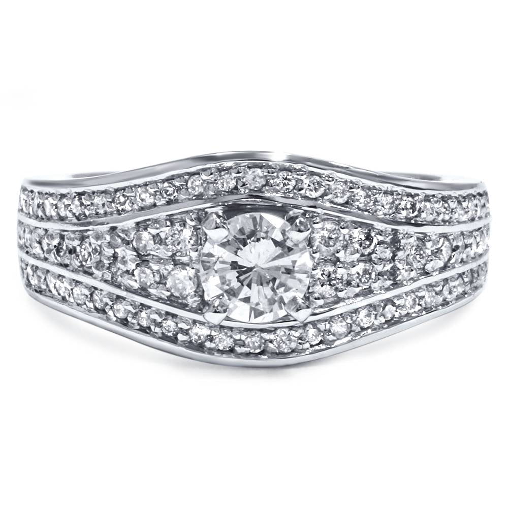 Pompeii 1ct Pave Diamond 6.2mm Wide Engagement Ring 14K White Gold (G/H,I1-I2) - Walmart.com