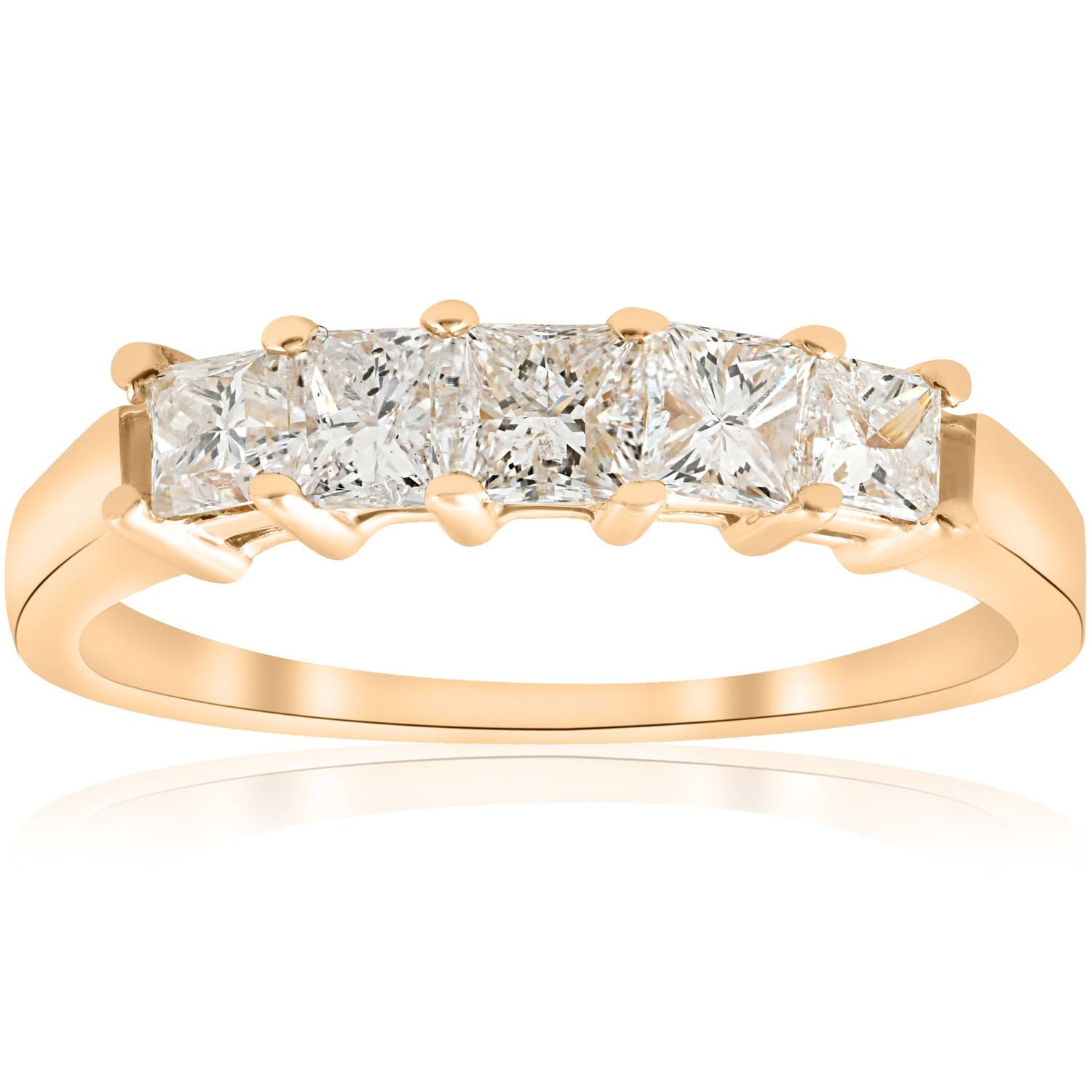 Pompeii 1ct Princess Cut Diamond Anniversary 14K Gold Ring (G/H,I1 ...