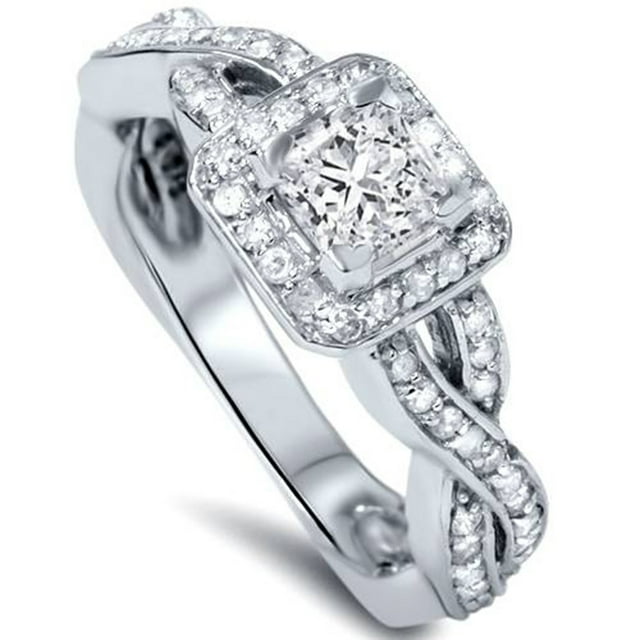 Pompeii 1ct Princess Cut Diamond Halo Infinity Engagement Ring 14K White Gold (G/H,I1) - Walmart.com