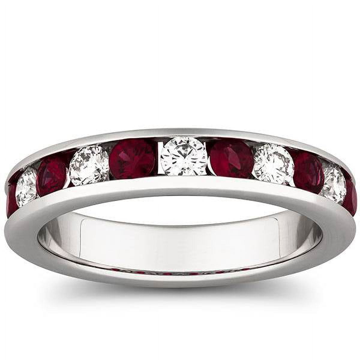 Pompeii 1ct Ruby & Diamond Channel Set Wedding Ring 14K White Gold (H/I ...