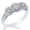 Pompeii 3/4ct 3-Stone Pave Cushion Halo Diamond Engagement Ring Vintage 10k White Gold - Walmart.com