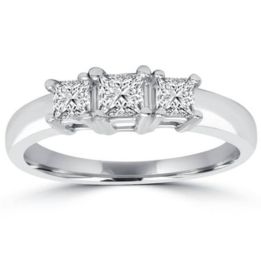 Pompeii 2ct Three Stone Diamond Engagement Ring 14k White Gold (H,I1) - Walmart.com