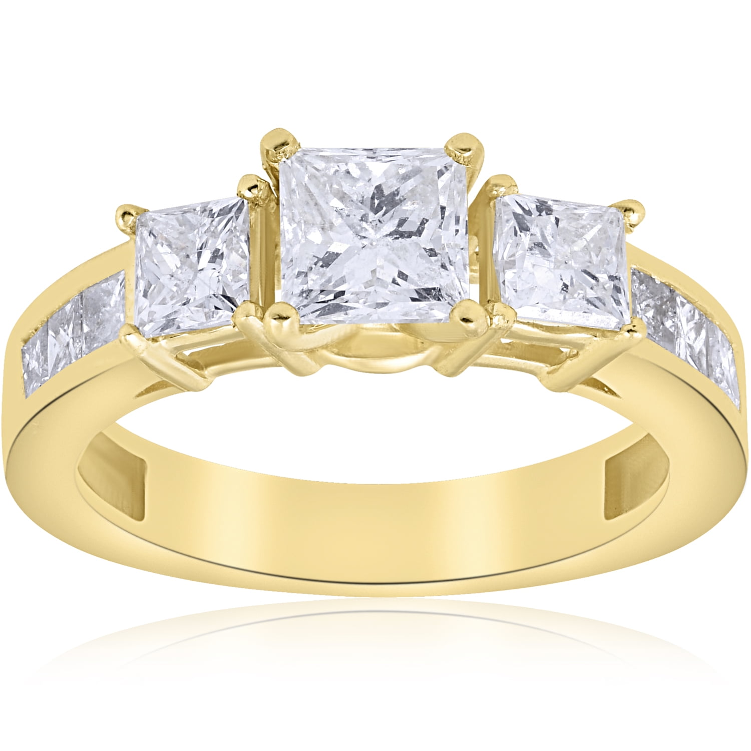 Pompeii 2 1/2 ct Princess Cut Diamond Engagement Ring 14k Yellow Gold ...