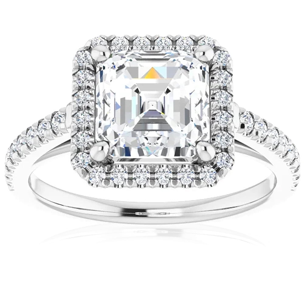 Pompeii 2 1/2Ct Asscher Cut Moissanite & Diamond Halo Engagement Ring in 10k Gold - Walmart.com