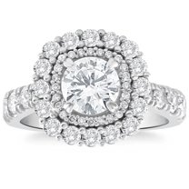 Pompeii 1 5/8 Ct Oval Diamond Engagement Halo Ring & Matching Band 14k White Gold - Walmart.com