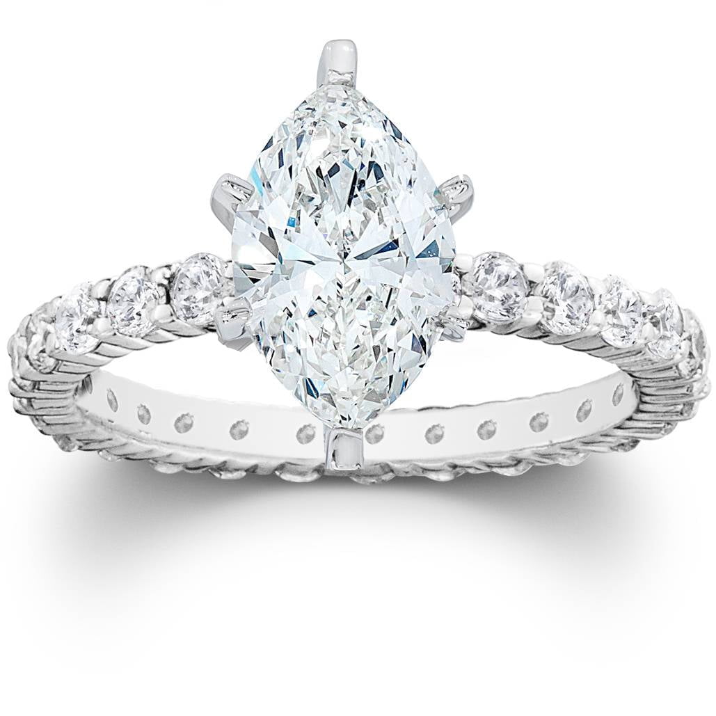 Pompeii3 2 1/2Ct Marquise Lab Grown Diamond Engagement Eternity Ring (G/H,VS2) - Walmart.com