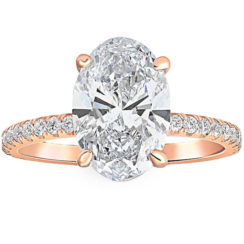 Pompeii3 2 1/2Ct Oval Diamond Engagement Ring 14k Rose Gold Lab Grown ...