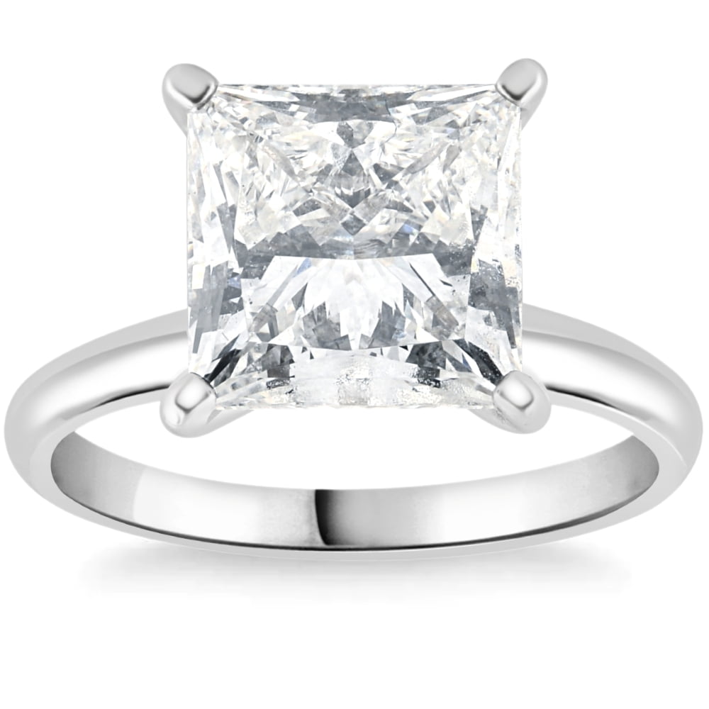 Pompeii 2 1/2Ct Princess Cut Solitaire Diamond Engagement Ring 14k ...