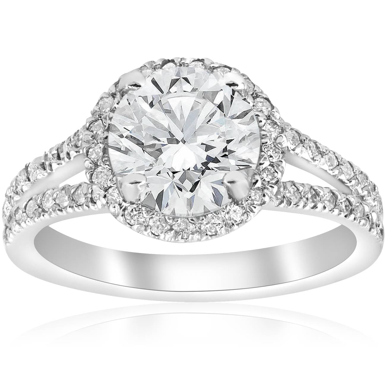 Pompeii3 Certified 2 1/2Ct Halo Split Shank Diamond Engagement Ring 14k Gold Lab Grown - Walmart.com