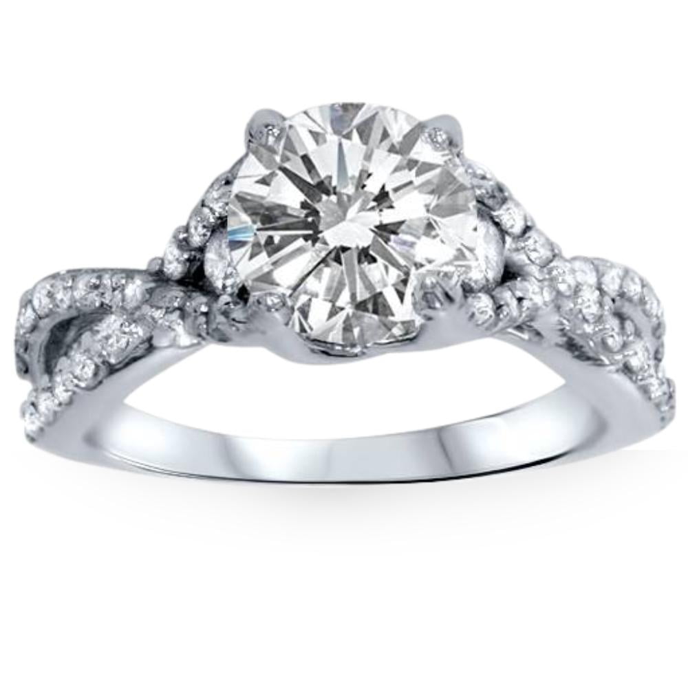 Pompeii 2 1/2ct Moissanite & Diamond Infinity Engagement Ring in White ...