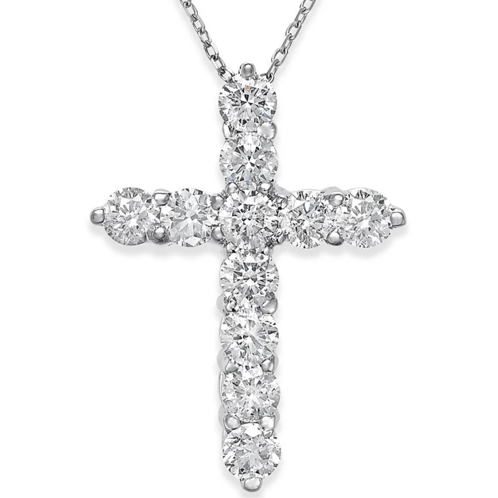 Pompeii 2 1/4cttw 14k White Gold Diamond Cross Pendant (1 inch tall ...