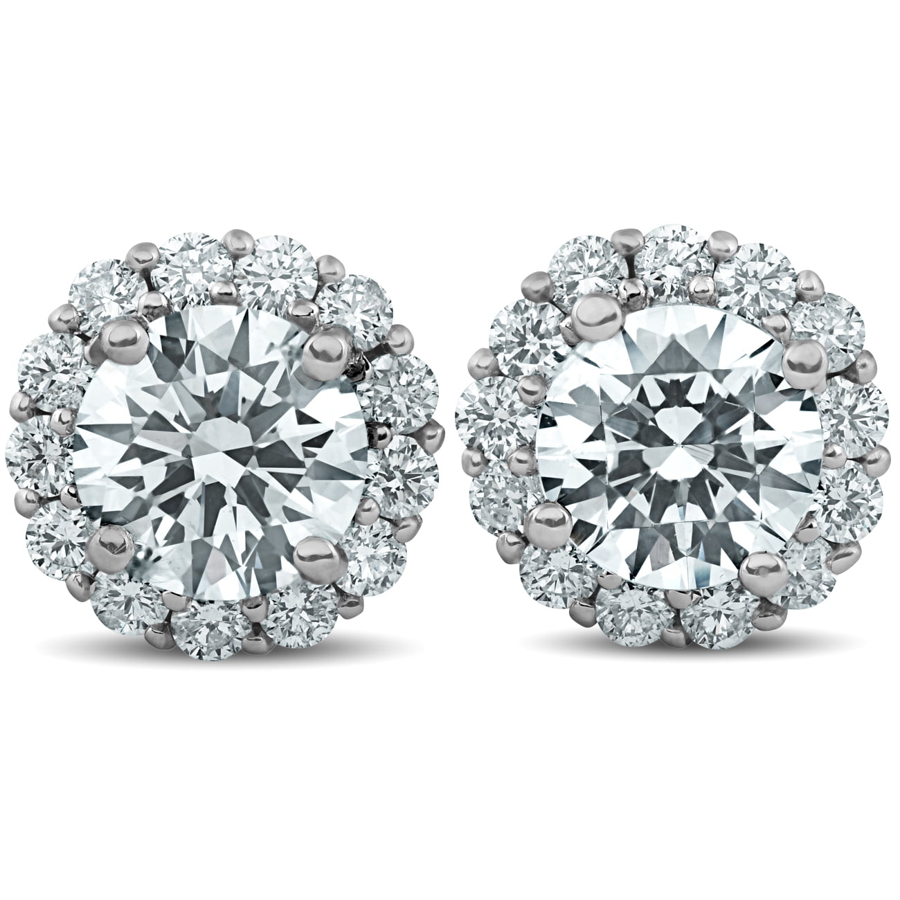 Pompeii 2 1/5 Ct Halo Diamond Studs 14k White Gold 10mm (JK,I2-I3) - Walmart.com