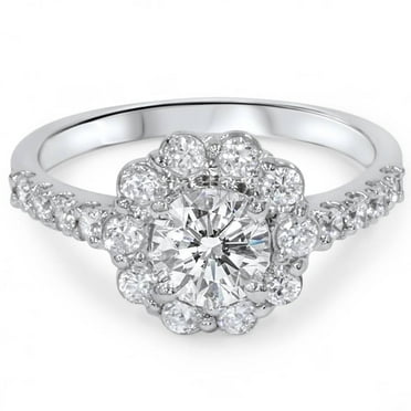 Pompeii 1 5/8 Ct Oval Diamond Engagement Halo Ring & Matching Band 14k White Gold - Walmart.com