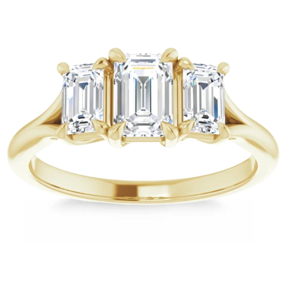 Pompeii 2.10Ct Emerald Cut Three Stone Diamond Engagement Ring 14k Gold Lab Grown - Walmart.com