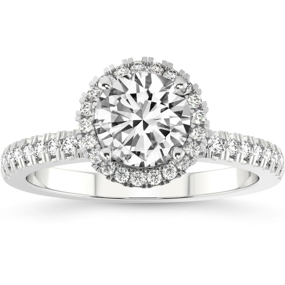 Pompeii 2 3/4 Ct Diamond Halo Lab Grown Engagement Ring in White ...