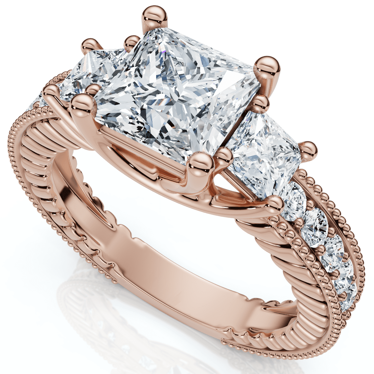 Pompeii 2 3/4CT Princess Cut Three Stone Vintage Diamond Engagement ...