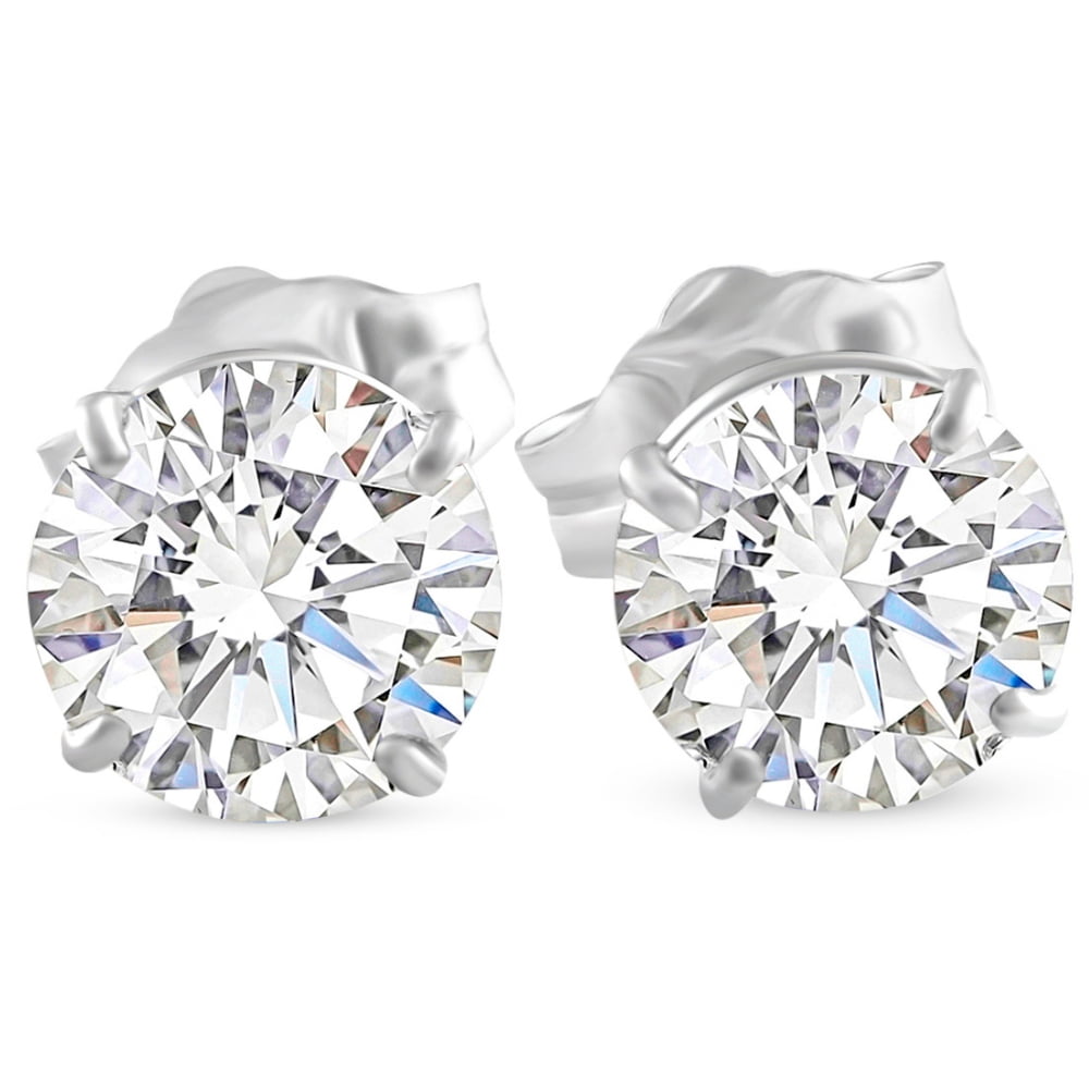 Pompeii 2 - 6 Ct TW Round Diamond Studs in 14k Gold Lab Grown Earrings ...