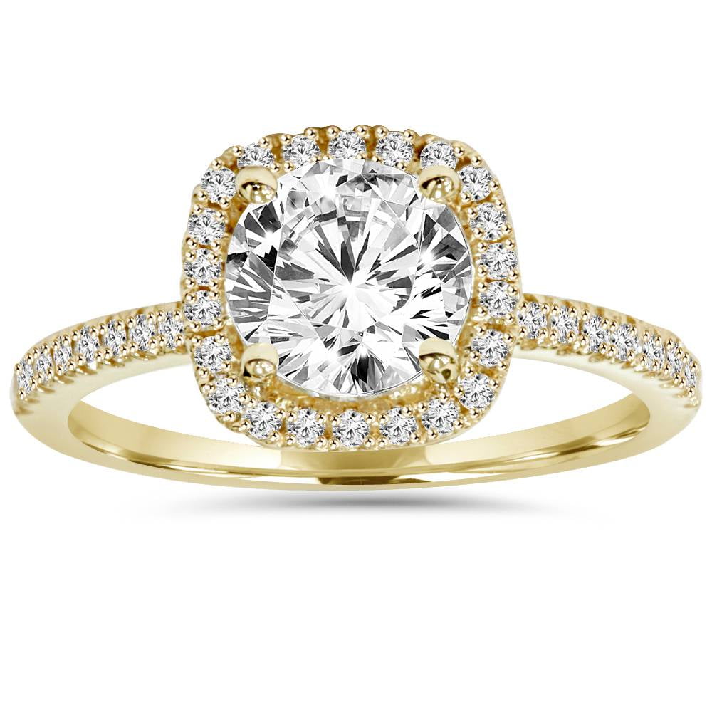 Pompeii 2.60ct Cushion Halo Diamond Engagement Ring 14k Yellow Gold Lab Grown (G,VS) - Walmart.com