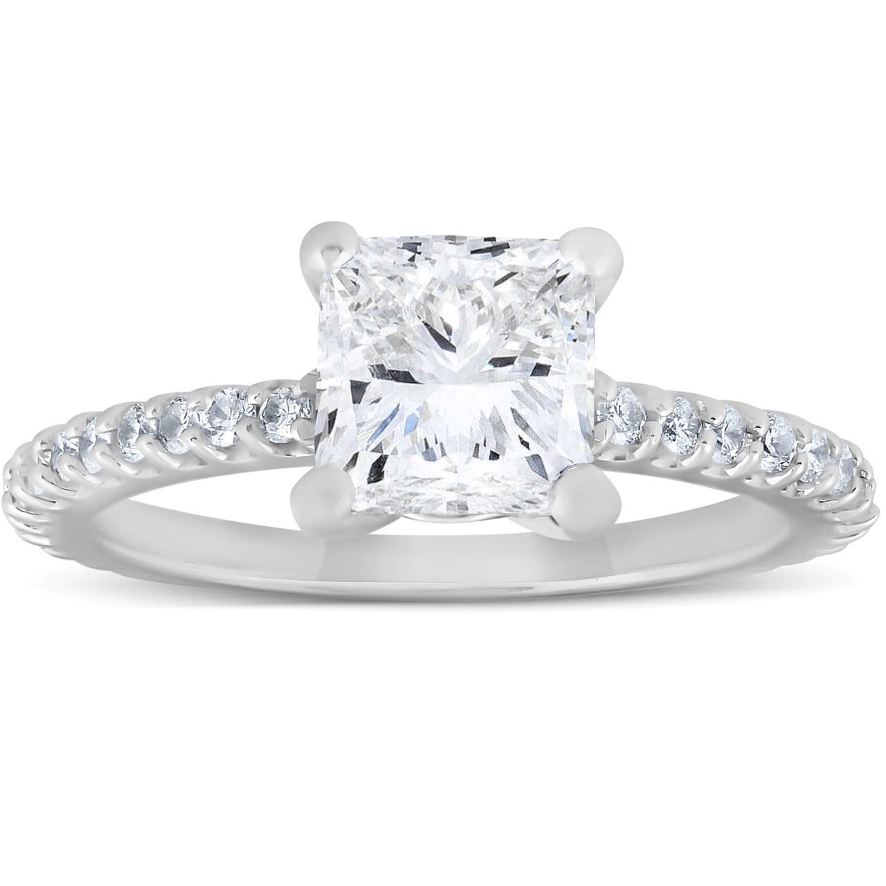 Pompeii Certified 3 1/2ct Princess Cut Diamond Engagement Ring 14k White Gold Lab Grown ...