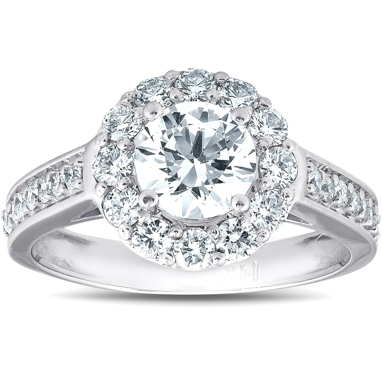 Pompeii3 1 Ct Moissanite & Diamond Halo Engagement Ring 14k White Gold (G/H,VS) - Walmart.com