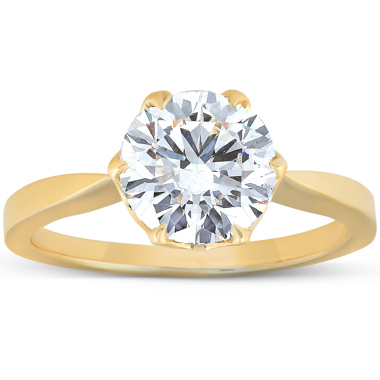 Pompeii 2 Ct Diamond Solitaire Engagement Ring 14k Yellow Gold Lab ...