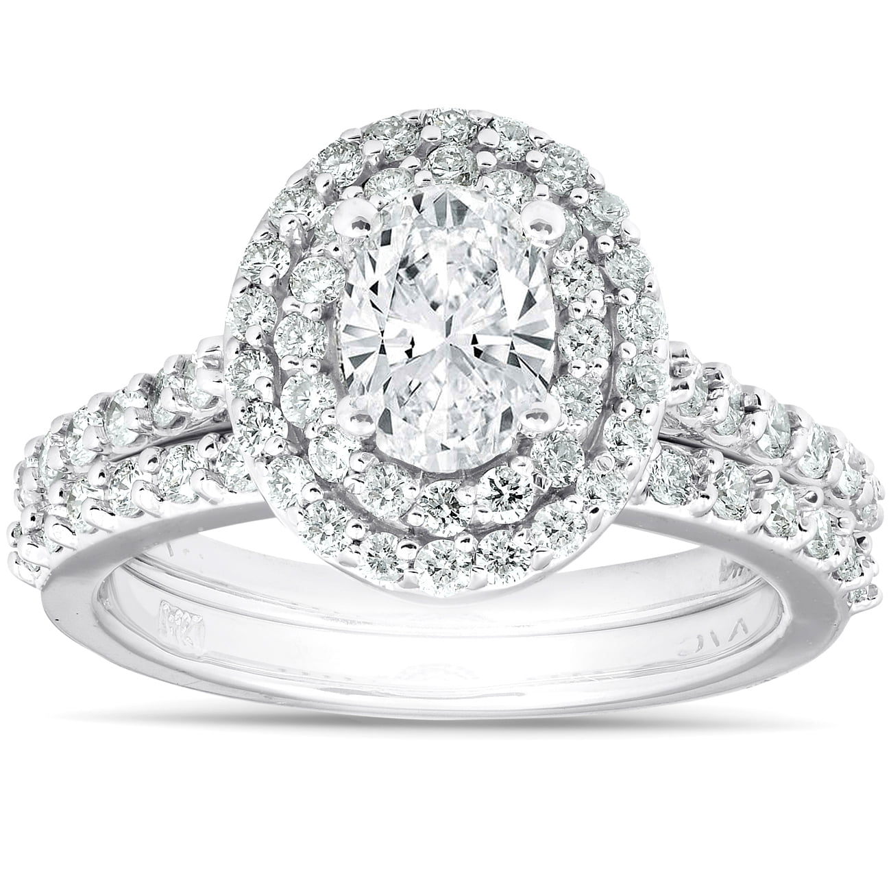Pompeii 2 Ct Oval Diamond Engagement & Wedding Ring Set White Gold Engagement Lab Grown ...