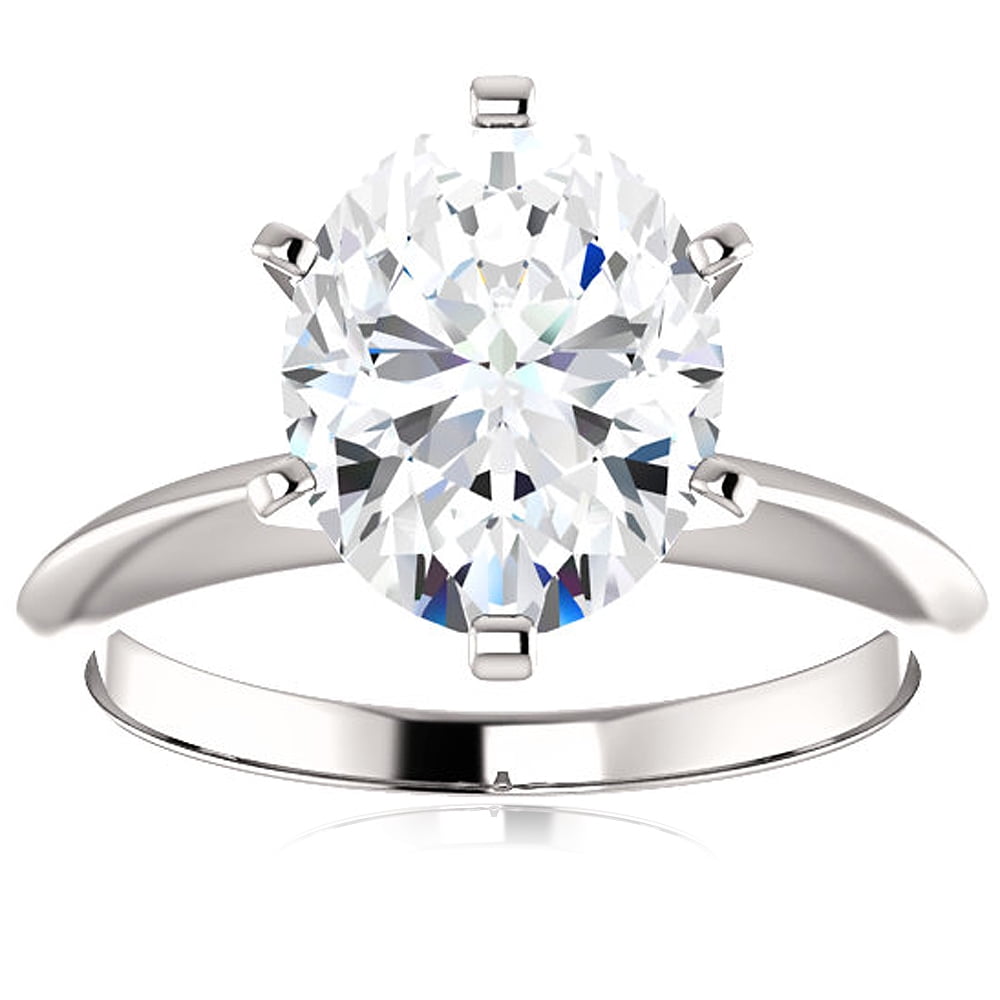 Pompeii 2 Ct Oval Moissanite Solitaire Engagement Ring 14k White Gold ...