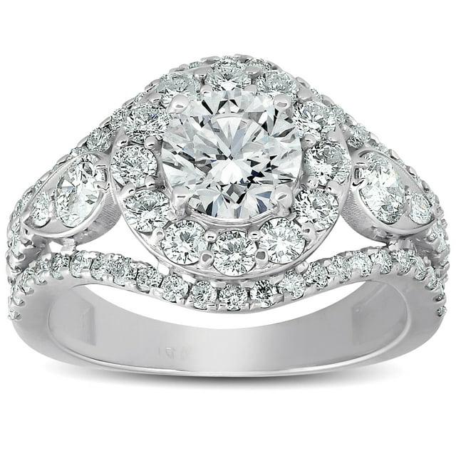 Pompeii 2 ct Halo Diamond Multi Row Engagement Ring 14k White Gold (G/H,SI(1)-SI(2)) - Walmart.com
