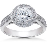 Pompeii 1 1/3 Ct Oval Diamond Vintage Halo Engagement Ring 14k White Gold Lab Grown - Walmart.com