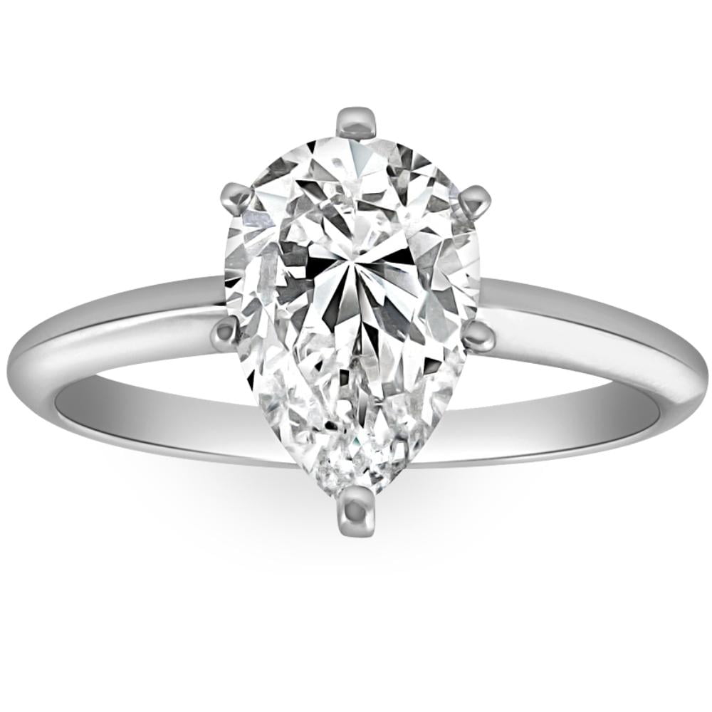 Pompeii 2CT Platinum Pear Shape Diamond 6-Prong Solitaire Engagement ...