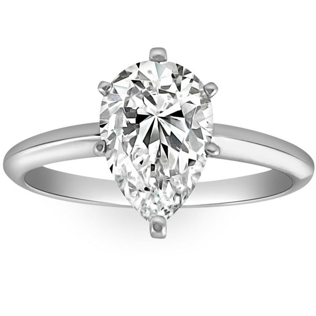 Pompeii 2CT Platinum Pear Shape Diamond 6-Prong Solitaire Engagement ...