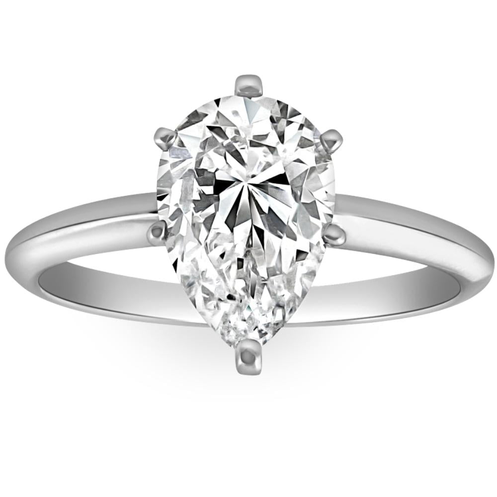 Pompeii3 2CT Pear Shape Lab Grown Diamond Engagement Ring, Platinum 6 ...
