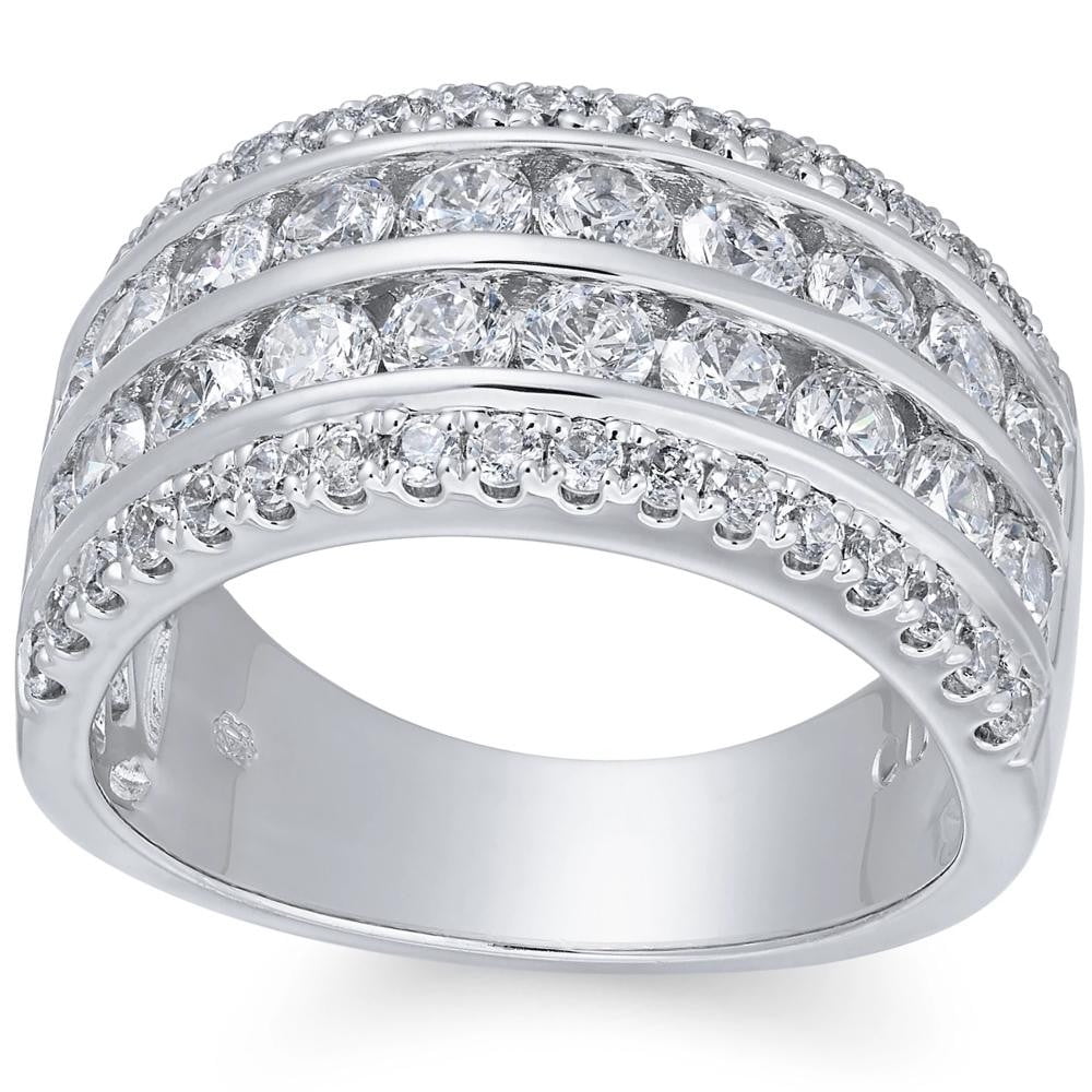 Pompeii 2Ct Multi Row Diamond Ring in 10k White or Yellow Gold Lab ...